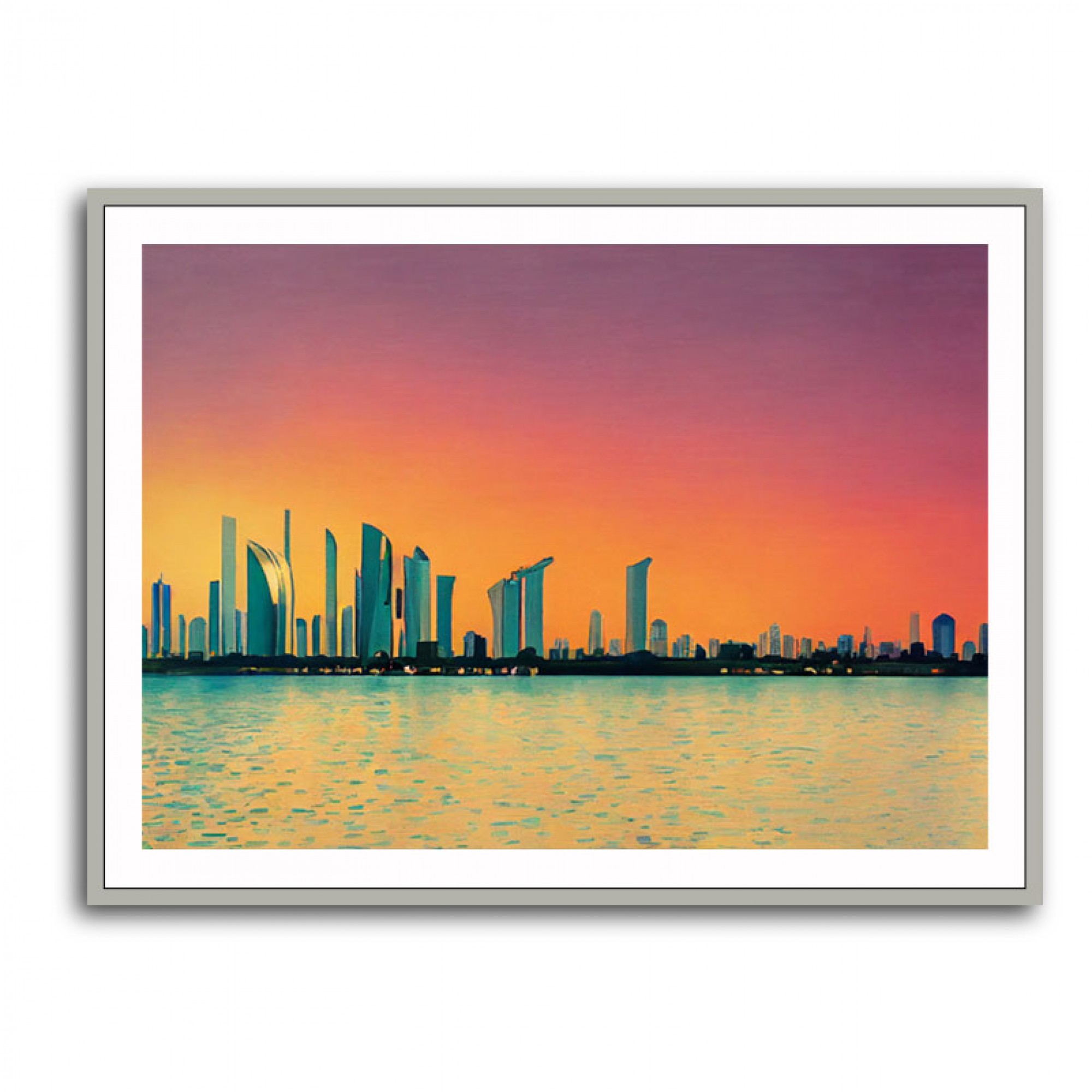 Abu Dhabi Skyline in a Hockney Style Wall Art